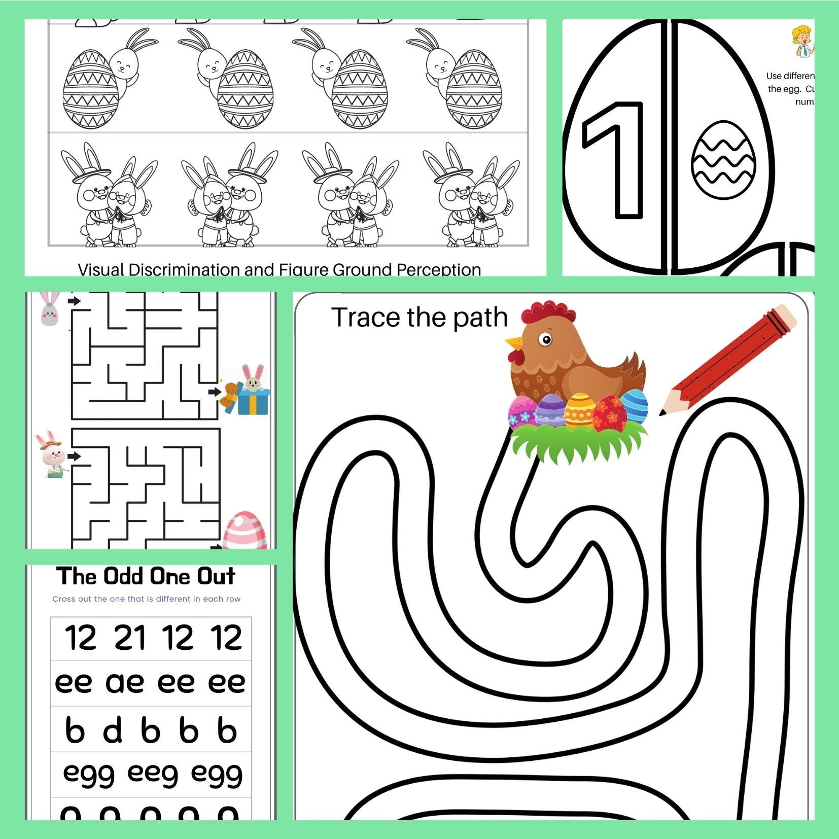 Easter Fun: Fine Motor and Visual Perceptual Worksheets and Activities ...