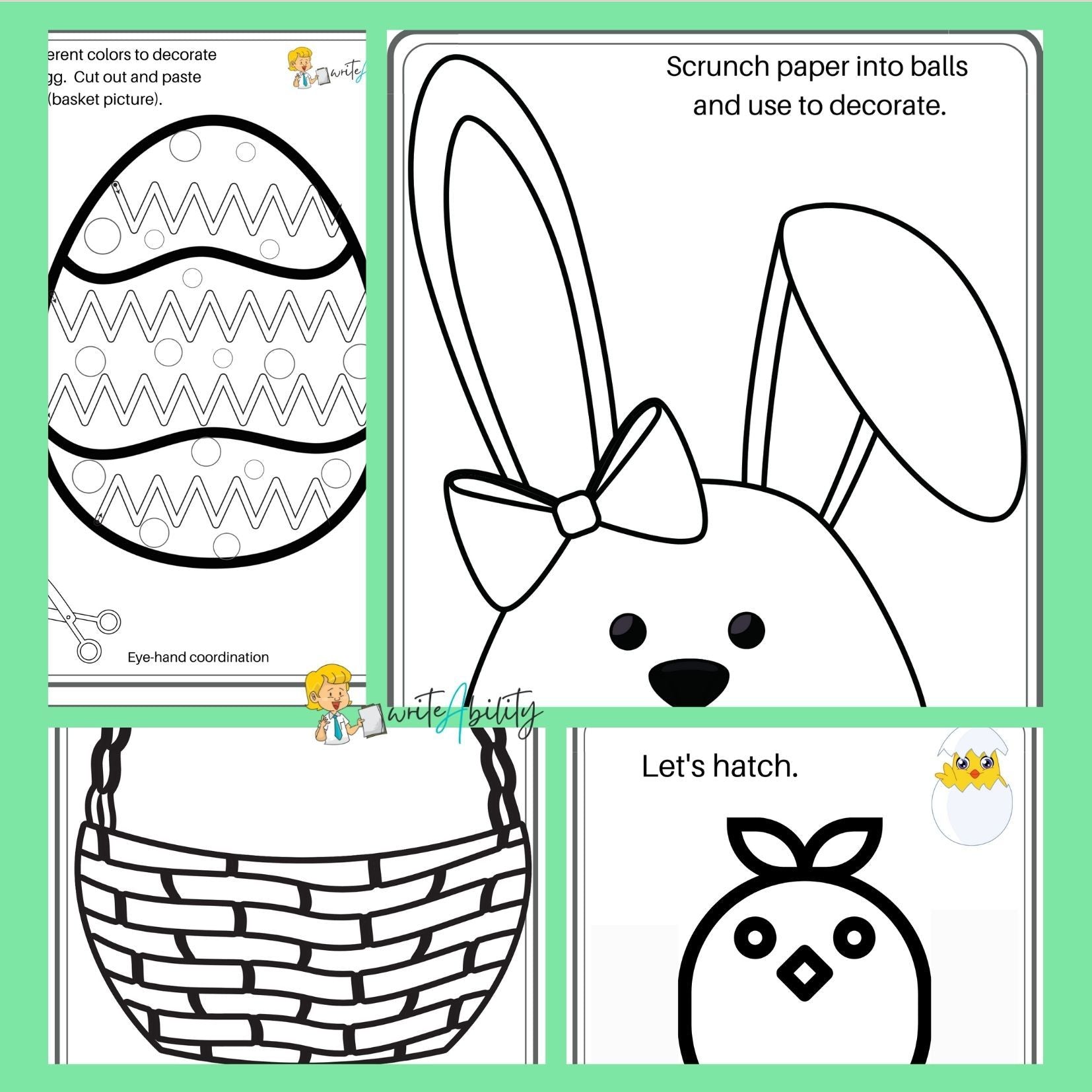 Easter Fun: Fine Motor and Visual Perceptual Worksheets and Activities ...